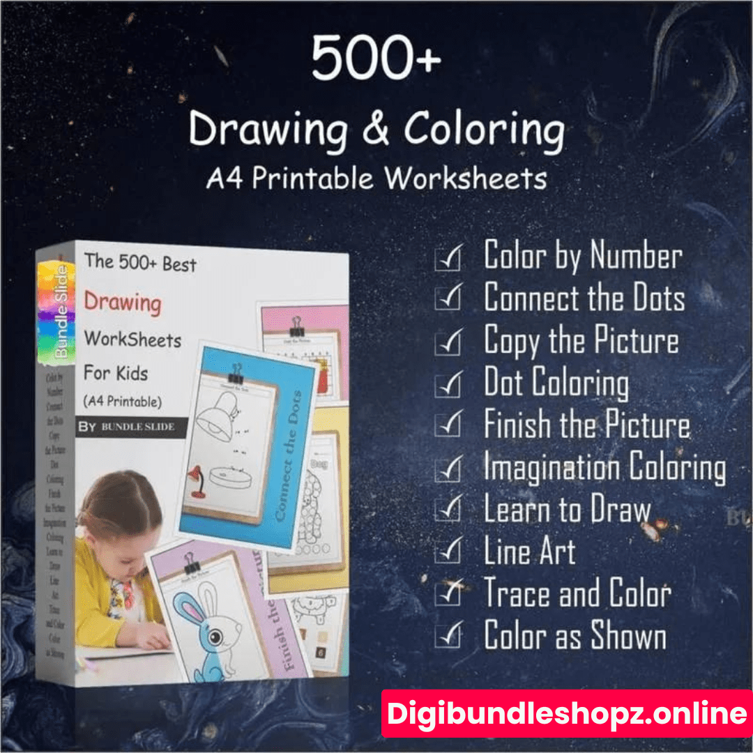 500+ Drawing & Coloring Worksheets – Digitalbundleshopz.online